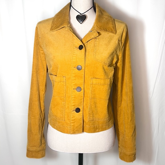 CAbi | Jackets & Coats | Cabi Yellow Gold Corduroy Button Down Jacket ...